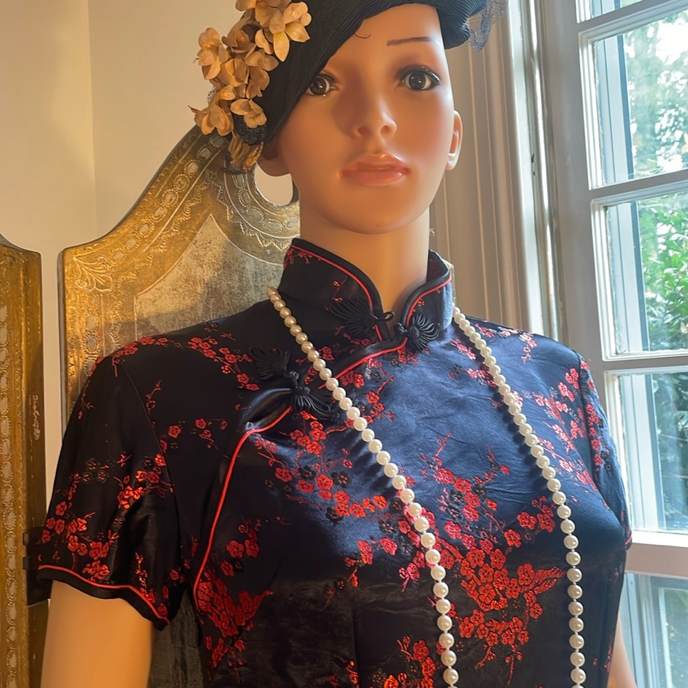 Vintage Traditional Chinese Sheath Cheongsam In Black… - Gem